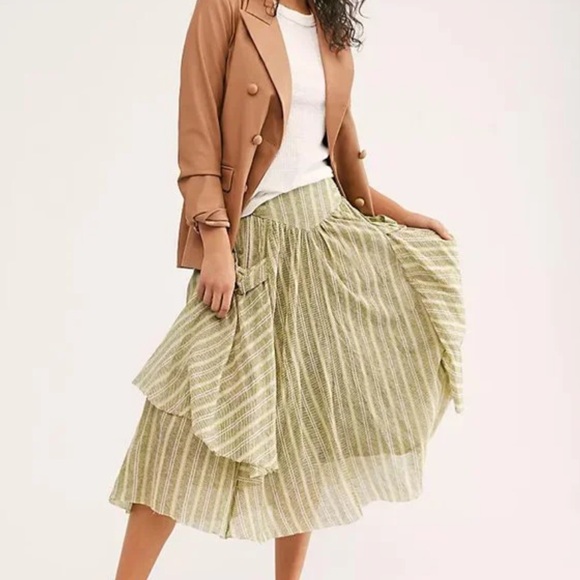 Free People | Skirts | Free People Elisa Striped Midi Skirt | Poshmark
